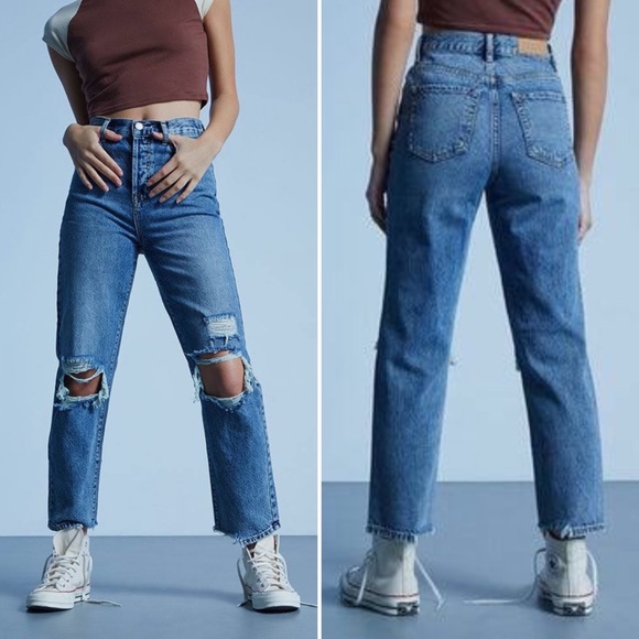 PacSun | Jeans | Nwt Pacsun High Rise Straight 0 Cotton Distressed ...